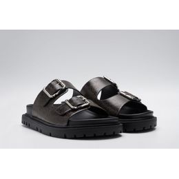 Replay Damen Pantolette, Gr. 37, braun, Lederimitat, Antik-Look, Basic, Schuhe, Sommerschuh, Hausschuh, Zweischnaller, Strandschuh mit Tieffu&szlig;bett