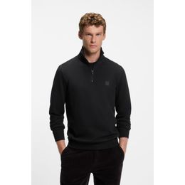 BOSS Orange Herren Sweatshirt "Zetrust", schwarz, Basic, Gr. L, Jersey, Obermaterial: 100% Baumwolle, Sweatshirts, Troyerkragen mit Rei&szlig;verschluss,