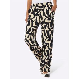CR&Eacute;ATION L CREATION L Damen Webhose, schwarz, Gr. 44, gemustert, 100% Viskose, Hosen
