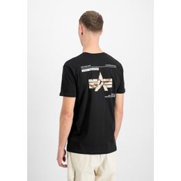 Herren T-Shirt "Camo Label Backprint T-Shirt", schwarz, Gr. XXXL, Alpha Industries, Obermaterial: 100% Baumwolle, Shirts
