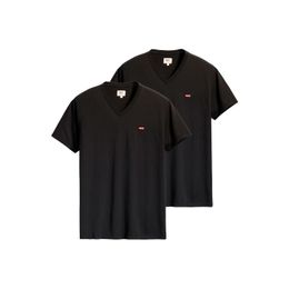 Levi's LEVI'S Herren T-Shirt "T-Shirt ORIGINAL HM VNECK 2P 2er Pack", schwarz, Gr. M, Obermaterial: 100% Baumwolle CO., Shirts