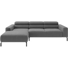 Ecksofa Home Affaire, B:258cm H:71cm T:183cm, grau, 100% Polyester, Wohnzimmer, Sofas, "Ecksofa, L-Form, incl. Kopfteilverstellung, Breite 258 cm",