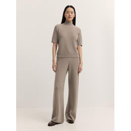 Bugatti Damen T-Shirt "Regular Fit"60, taupe, Gr. XXL, Strukturmuster, 40% Wolle, 30% Viskose, 20% Polyamid, 10% Kaschmir, Shirts, Regular Fit