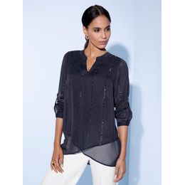 CR&Eacute;ATION L CREATION L Damen Langarmbluse, blau, Gr. 36, unifarben, 100% Polyester, Blusen