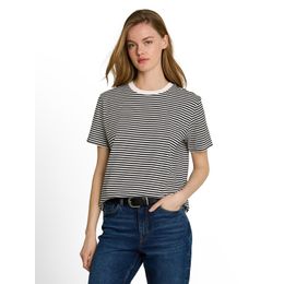 Damen T-Shirt, schwarz-wei&szlig;, Gr. XXL, Tom Tailor Denim, gestreift, Single Jersey, Obermaterial: 100% Baumwolle, Shirts, mit Streifen Muster