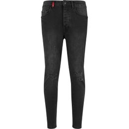 2Y STUDIOS Herren Bequeme Jeans "2Y Studios 2Y Destroyed Slim Fit Jeans", schwarz, Gr. 31, unifarben, 98% Baumwolle, 2% Elasthan, Jeans