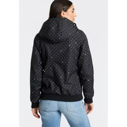 Ragwear Damen Outdoorjacke "NUGGIE DOTS O"schwarz, Gr. S, gepunktet, Web, Obermaterial: 100% Polyester, Jacken, aus Polyester, h&uuml;ftlange Passform,