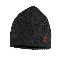 MaxiMo Jungen Strickm&uuml;tze, grau, Gr. 57, unifarben, Strick, Wolle, M&uuml;tzen, Wolle, gef&uuml;ttert, breiter Umschlag