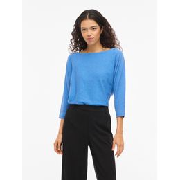 Vila Damen 3/4 Arm-Pullover "VIMALU BOATNECK 3/4 SLEEVE KNIT TOP-NOOS", blau, Gr. XS, meliert, Strick, Obermaterial: 50% Polyester, 30% Viskose, 20%