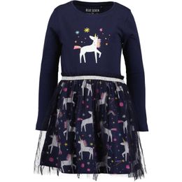 Blue Seven M&auml;dchen Jerseykleid "Kleid mit T&uuml;llrock", blau, Gr. 104, 95% Baumwolle, 5% Elasthan, Kleider