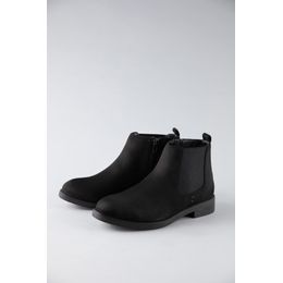 ANISTON SHOES Damen Chelseaboots, Gr. 40, schwarz, Textil, Veloursleder, unifarben, Basic, Schuhe, Stiefelette, Blockabsatz, mit breitem Stretch