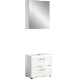 Badm&ouml;bel-Set Welltime, B:60cm H:185cm T:30cm, wei&szlig;, Holzwerkstoff, MDF, Kastenm&ouml;bel-Sets, "FLORENZ, 2-teilige Badkombination, hochwertige MDF-Front",