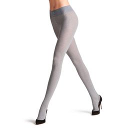 Falke Damen Feinstrumpfhose "Family Rib", Gr. 38, grau, Obermaterial: 95% Baumwolle CO. 3% Polyamid PA. 2% Elasthan EL., Strumpfhosen