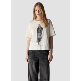 Lecomte Damen Print-Shirt "T-Shirt", wei&szlig;, Gr. 36, unifarben, 100% Baumwolle, Shirts