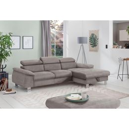 Ecksofa COTTA, B:244cm H:72cm T:166cmgrau, Microfaser PRIMABELLE (100% Polyester);Kunstleder SOFTLUX(100%Polyurethan);Feinstruktur (100%