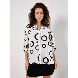 Apricot Damen Klassische Bluse "Abstrakte Kreise Bluse", wei&szlig;, Gr. 38, gemustert, Obermaterial: 65% Viskose CV. 35% Polyester PES., Blusen, in
