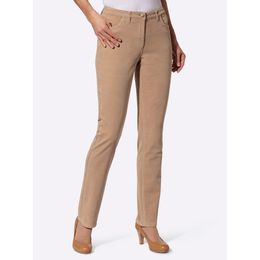 Inspirationen Damen Cordhose, braun, Gr. 46, unifarben, 98% Baumwolle, 2% Elasthan, Hosen