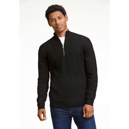 LINDBERGH Herren Troyer, schwarz, Gr. L, unifarben, Strick, Obermaterial: 52% Viskose, 26% Polyester, 22% Polyamid, Pullover, aus Viskose und mit