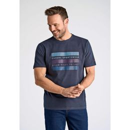 Bison Herren Kurzarmshirt "T-Shirt (Kurzarm) Comfort Fit", blau, Gr. XXXL, Obermaterial: 100% Baumwolle, Shirts