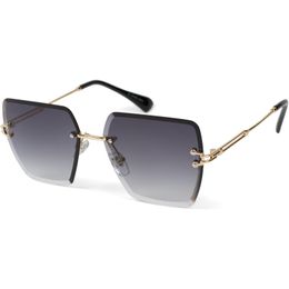 styleBREAKER Damen Sonnenbrille "Rahmenlose Rechteckige Sonnenbrille mit Diamant Schliff", grau, Modisch, Sonnenbrillen