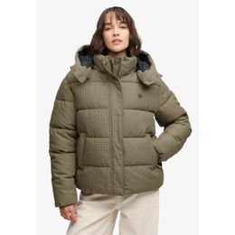 Superdry Damen Steppjacke "PREMIUM HOOD CHECK PUFFER JKT"braun heritage check, Gr. L, kariert, Steppware, Obermaterial: 55% Polyester, 45% Lyocell,
