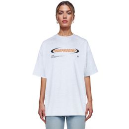 Trueprodigy Damen Oversize-Shirt "Ravi F Logo Print Oversized Rundhals", grau, Gr. M, Obermaterial: 50% Baumwolle CO. 50% Polyester PES., Shirts