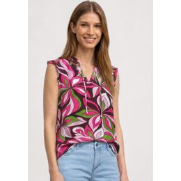 Street One Damen Shirttop, bunt, Gr. 46, bedruckt, Stoff, 95% Viskose, 5% Elasthan, Tops, mit R&uuml;schendetails