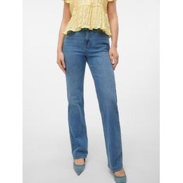 V&eacute;ro Moda VERO MODA Damen Gerade Jeans "VMTESSA HR STRAIGHT JEANS LI3114 GA NOOS", blau, Gr. 27, unifarben, Denim/Jeans, Obermaterial: 99% Baumwolle, 1%