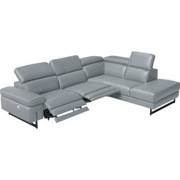 Ecksofa Egoitaliano, B:278cm H:100cm T:221cm, blau, Leder NUVOLE (Echtes Rindsleder). Halbnat&uuml;rliches, halbnarbiges Rindsleder mit einer nat&uuml;rlichen