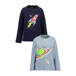 Blue Seven Jungen Langarmshirt "2er Pack Langarmshirts", blau, Gr. 104, 100% Baumwolle, Shirts