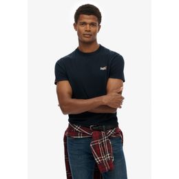 Superdry Herren Rundhalsshirt "ESSENTIAL CONTRAST EMB TEE", blau, Gr. XL, bedruckt, Single Jersey, Obermaterial: 100% Baumwolle, Shirts, Slim Fit,