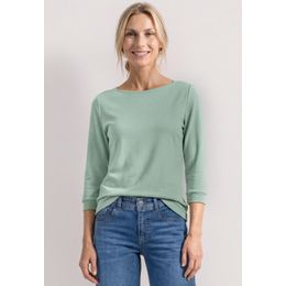 Street One Damen Langarmshirteucalyptus gr&uuml;n, Gr. 38, unifarben, Web, 100% Baumwolle, Shirts, mit U-Boot-Ausschnitt