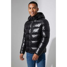Calvin Klein Herren Steppjacke, schwarz, Gr. XL, gl&auml;nzend, unifarben, Web, Obermaterial: 100% Polyamid, Jacken, Kapuze, Regular Fit, gl&auml;nzendes
