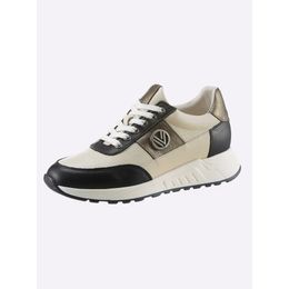 Heine Damen Sneaker, Gr. 40, schwarz-wei&szlig;, Glattleder, Leder, Schuhe