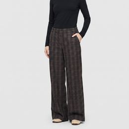 MAC Damen Schlupfhose "CHIARA", braun, Gr. 38, kariert, Web, Obermaterial: 70% Polyester, 25% Viskose, 5% Elasthan, Hosen, Hoher Tragekomfort