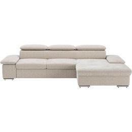 Sit & More Ecksofa SIT & MORE, B:286cm H:73cm T:174cm, beige, 100% Polyester, Wohnzimmer, Sofas, "Valantine L-Form, B: 286 cm", mit Arm- & Kopfteilverstellung,