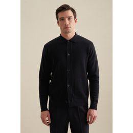 Seidensticker Herren Strickjacke "Seidensticker", blau, Gr. M, unifarben, 100% Wolle, Strickjacken, 1/1 Kragen Uni