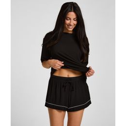 Hunkem&ouml;ller HUNKEM&Ouml;LLER Damen Pyjama "Essential Jersey Short", Gr. XL, schwarz, 92% Viskose, 8% Elasthan, Homewear-Sets