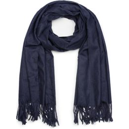 styleBREAKER Damen Schal "Weicher Schal Uni mit Fransen", blau, Modisch, Obermaterial: 100% Viskose CV., Modet&uuml;cher