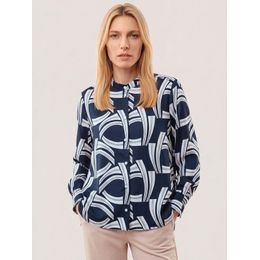 Walbusch Bluse mit Stehkragen Baumwollsatin