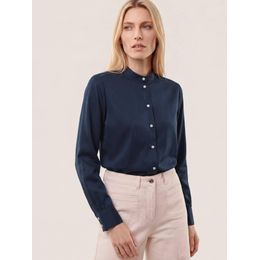 Walbusch Bluse mit Stehkragen Baumwollsatin