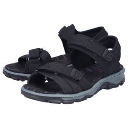 Rieker Damen Trekkingsandale, Gr. 38, schwarz, Nubuklederimitat, Textil, Schuhe, Trekkingschuh, Outdoorsandale, Sommerschuh mit Klettriemchen