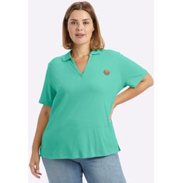 sheego Damen Poloshirt "Poloshirt", gr&uuml;n, Gr. 44, unifarben, 100% Baumwolle, Shirts