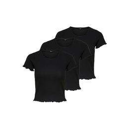 Only Damen T-Shirt "T-Shirt ONLEMMA SHORT TOP 3P 3er Pack", schwarz, Gr. XL, Obermaterial: 65% Polyester PES. 30% Viskose CV. 5% Elasthan EL., Shirts