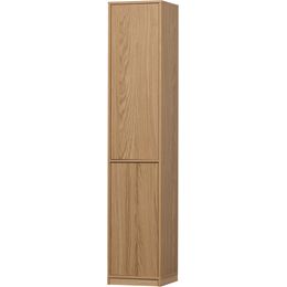 Mehrzweckschrank Woood, B:40cm H:199cm T:40cm, braun, Massivholz, K&uuml;che, Schr&auml;nke, "Modulair Eichenholzfurnier mit Druckmechanismus 40x40x199 cm",