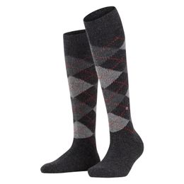 Burlington Damen Kniestr&uuml;mpfe "Whitby", Gr. 36, grau, Baumwollmischung, Argyle-Muster, Socken, Einheitsgr&ouml;&szlig;e 36-41, Argyle-Muster, weiche Haptik