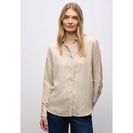 Street One Damen Hemdbluse, beige, Gr. 46, unifarben, Stoff, 100% Viskose, Blusen, aus softer Viskose