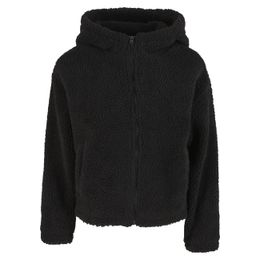 Urban Classics Damen Langmantel "Urban Classics Ladies Short Hooded Sherpa Jacket", schwarz, Gr. XL, 100% Polyester, M&auml;ntel