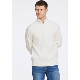 LINDBERGH Herren Troyer "Troyer Relaxed Fit", wei&szlig;, Gr. M, unifarben, Obermaterial: 80% Baumwolle, 20% Polyester, Pullover