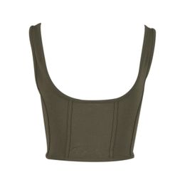 Urban Classics Damen T-Shirt "Urban Classics Ladies Jersey Corsage Top"olive, Gr. L, unifarben, 95% Baumwolle, 5% Elasthan, Shirts